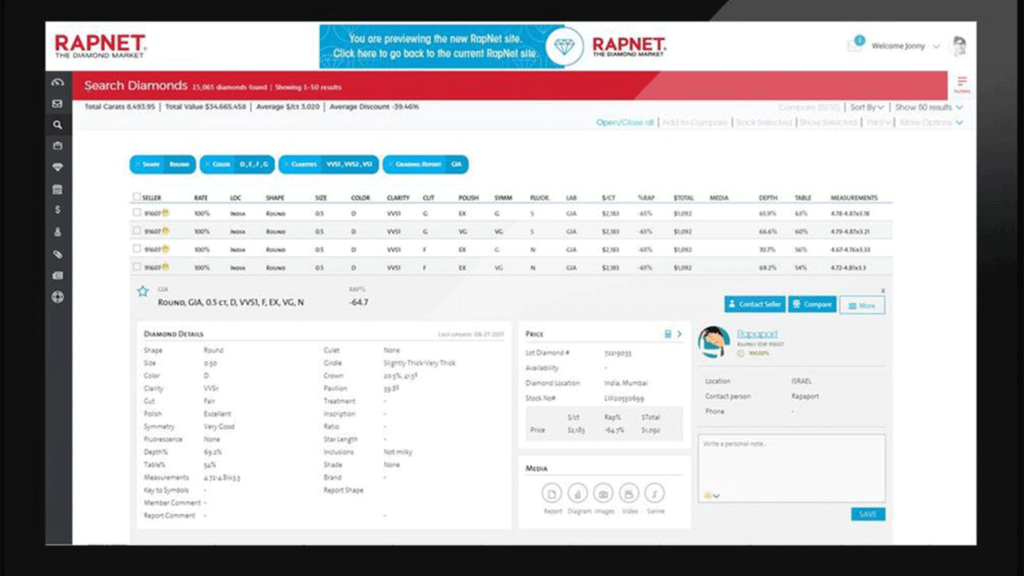 Sarine-Profile-on-Rapnet - Sarine钻石证书-4C标准钻石原石及光性能火彩新零售溯源技术珠宝趋势